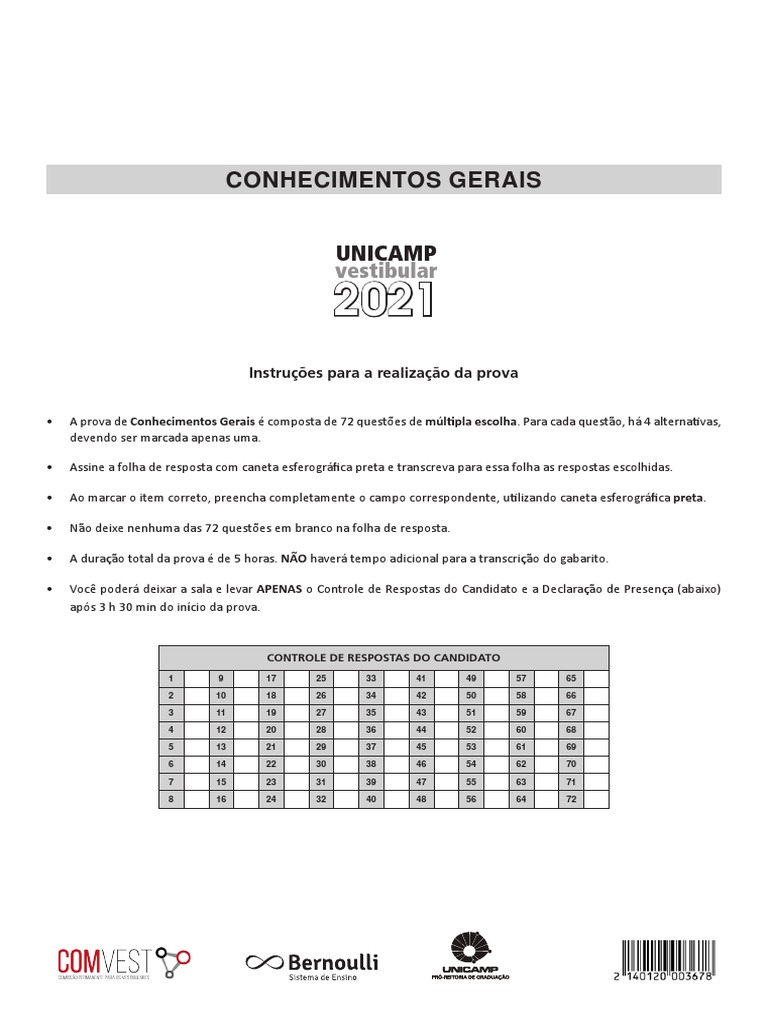 Simulado Unicamp Colegio Biroli | PDF | DNA | Bactérias