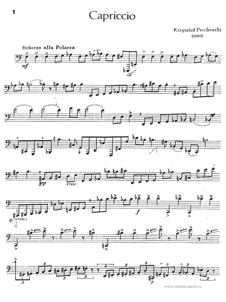 Penderecki K. Capriccio (Tuba Solo) | PDF