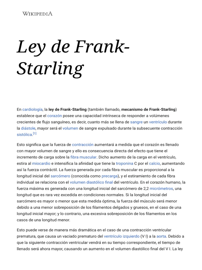 Ley de Frank-Starling | PDF | Especialidades Medicas | Fisiología