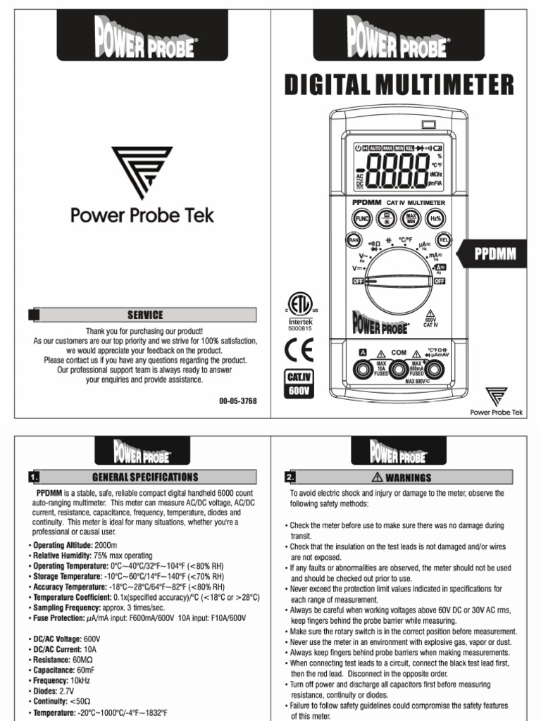 Digital Multimeter PPDMM Manual | PDF