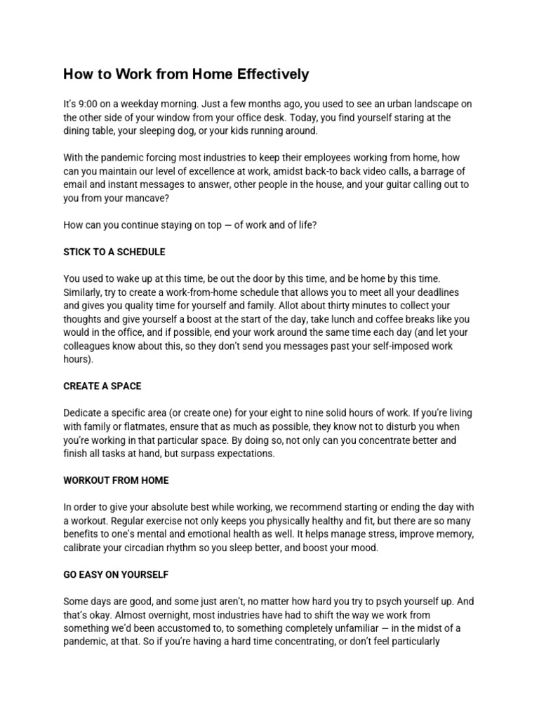 Effective Work-from-Home Tips | PDF | Psychological Concepts | Human Nature