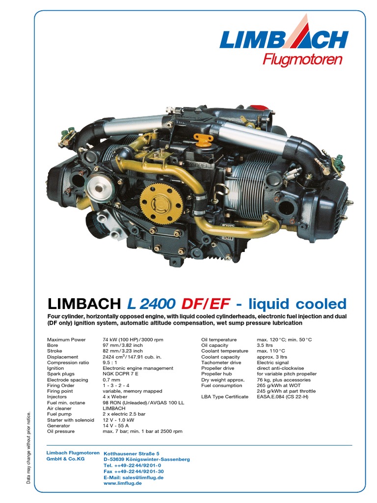 Limbach L 2400 DF/EF Engine Specs | PDF | Throttle | Engines