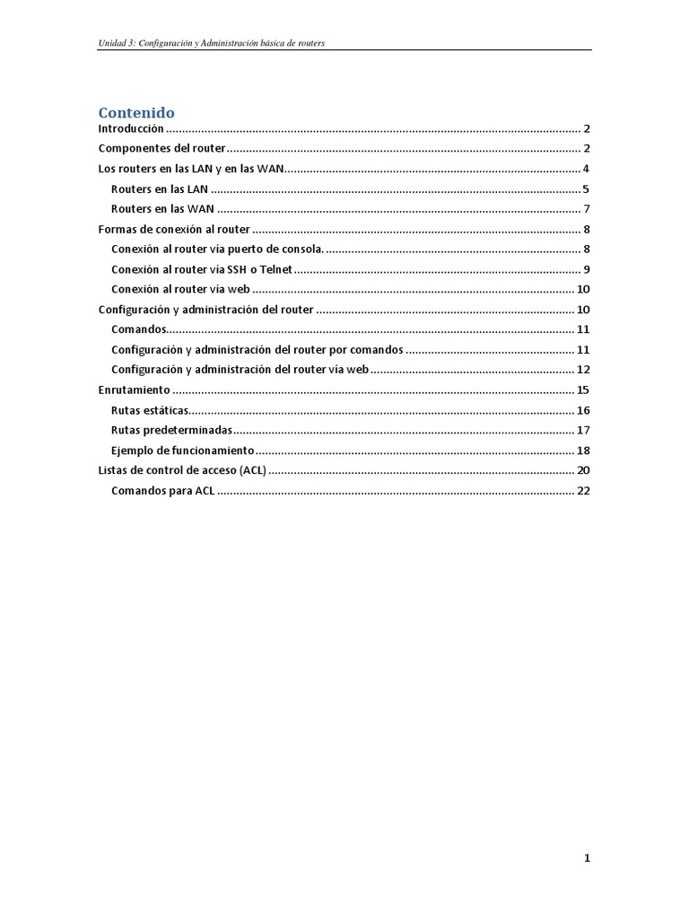 Configuración y Administración Básica de Routers | PDF | Enrutador (Computación) | Protocolos de ...