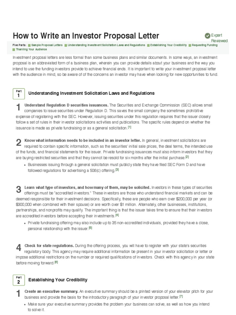 How To Write An Investor Proposal Letter With Sample Letter | PDF ...
