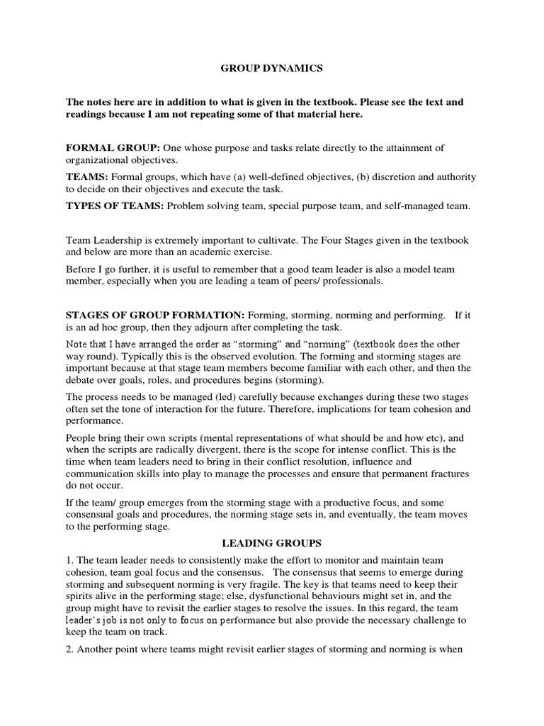 Understanding Group Dynamics in Teams | PDF | Organizational Culture ...