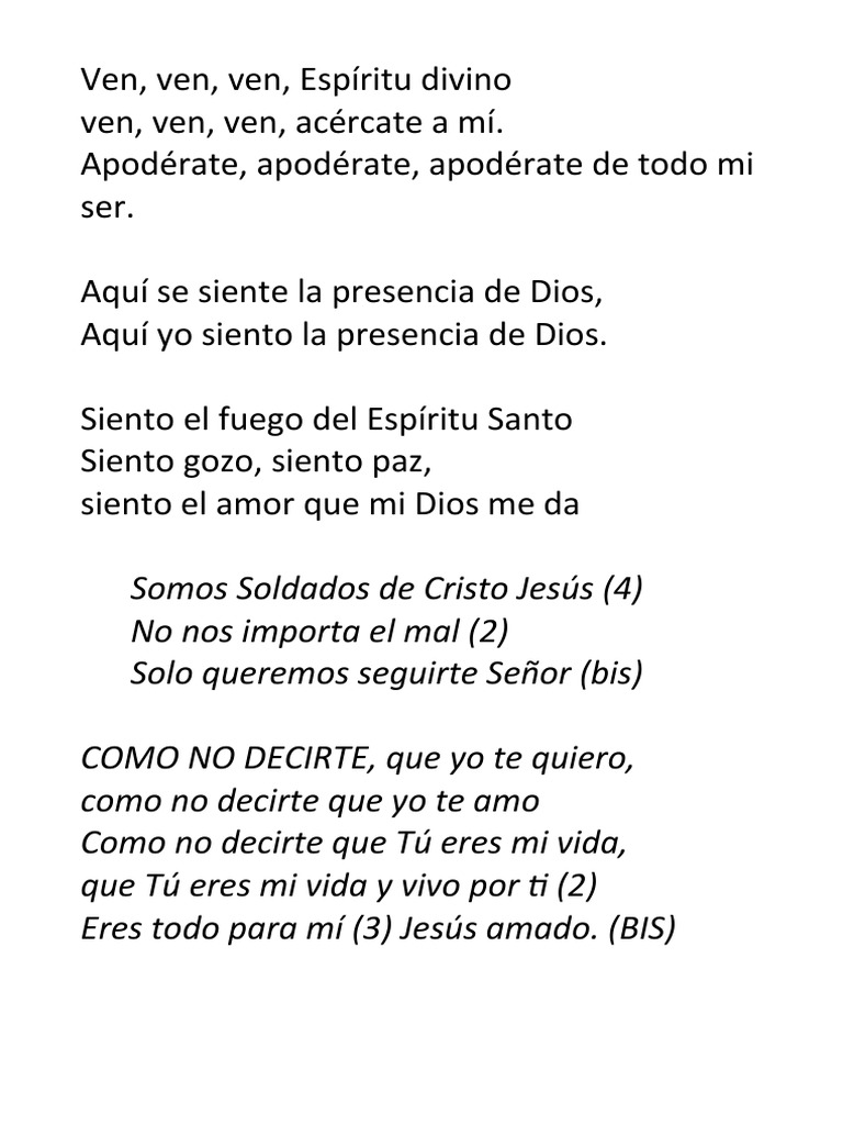 Ven, Espíritu Santo, llena mi ser | PDF | Cristo (título) | María ...