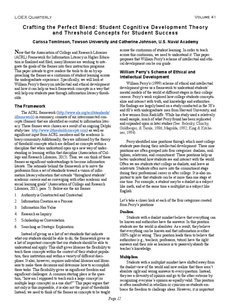 William Perry | PDF | Information Literacy | Relativism