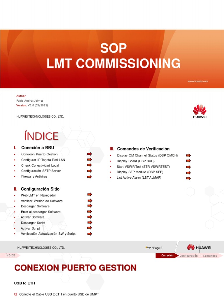 Sop LMT Commissioning Huawei 2019 - Bbu 5900 | PDF | Protocolo de ...