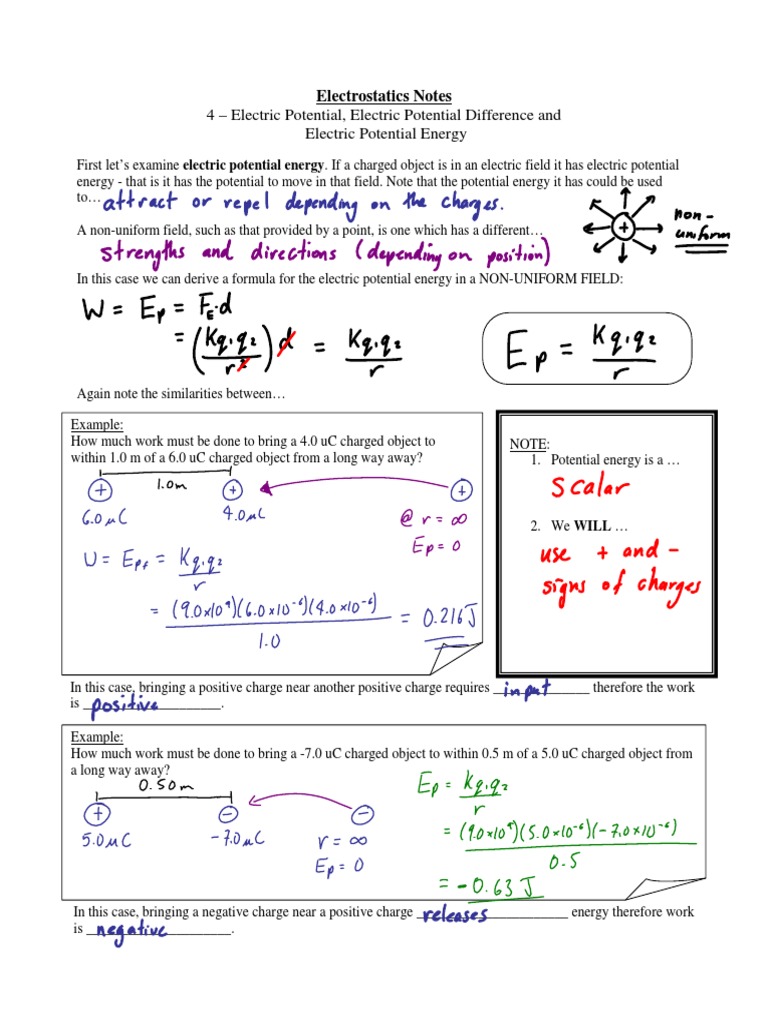 Electric Potential and Energy Explained | PDF | Potential Energy ...