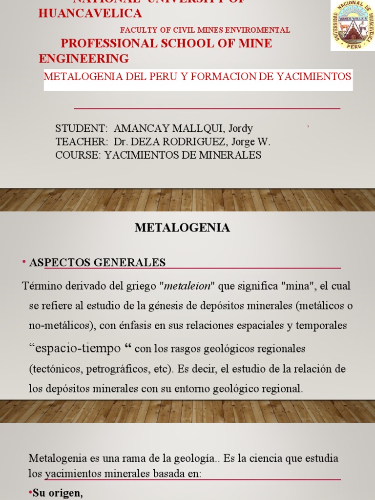 Metalogenia Del Peru y Formacion de Minerales | PDF | Minerales | Minería