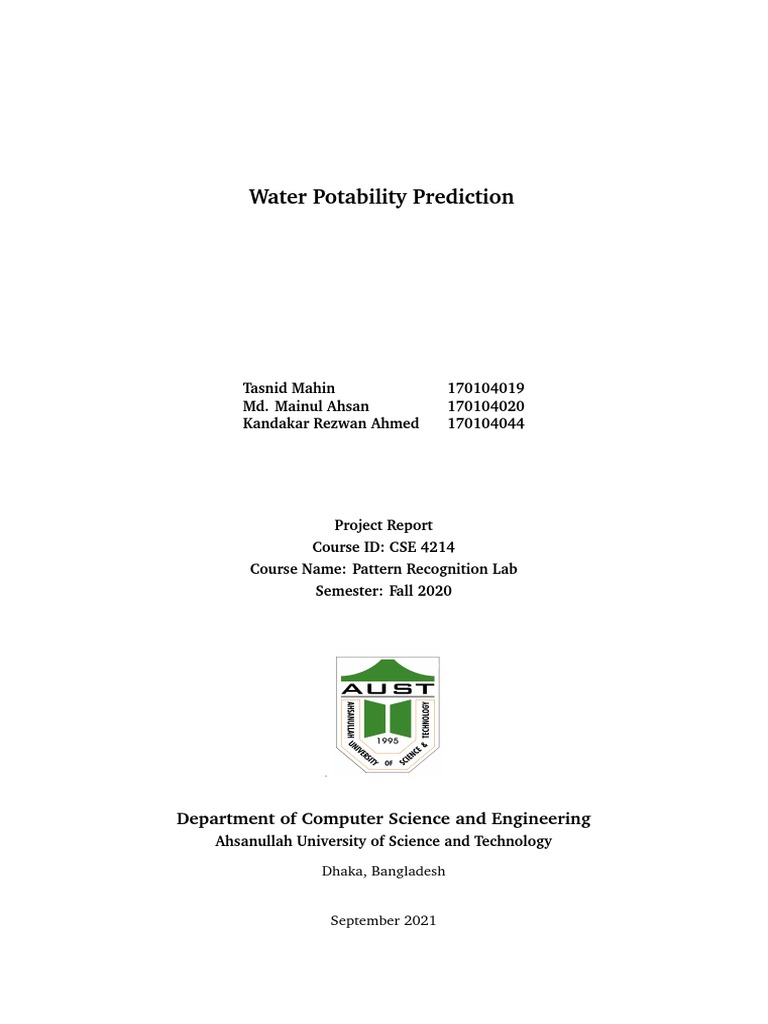 Water Potablity Detection | PDF | Machine Learning | Regression Analysis