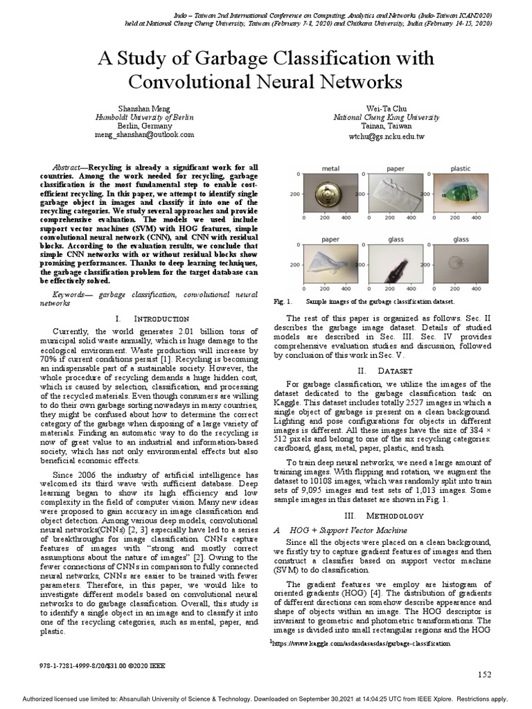A Study of Garbage Classification With CNN | PDF | Machine Learning ...