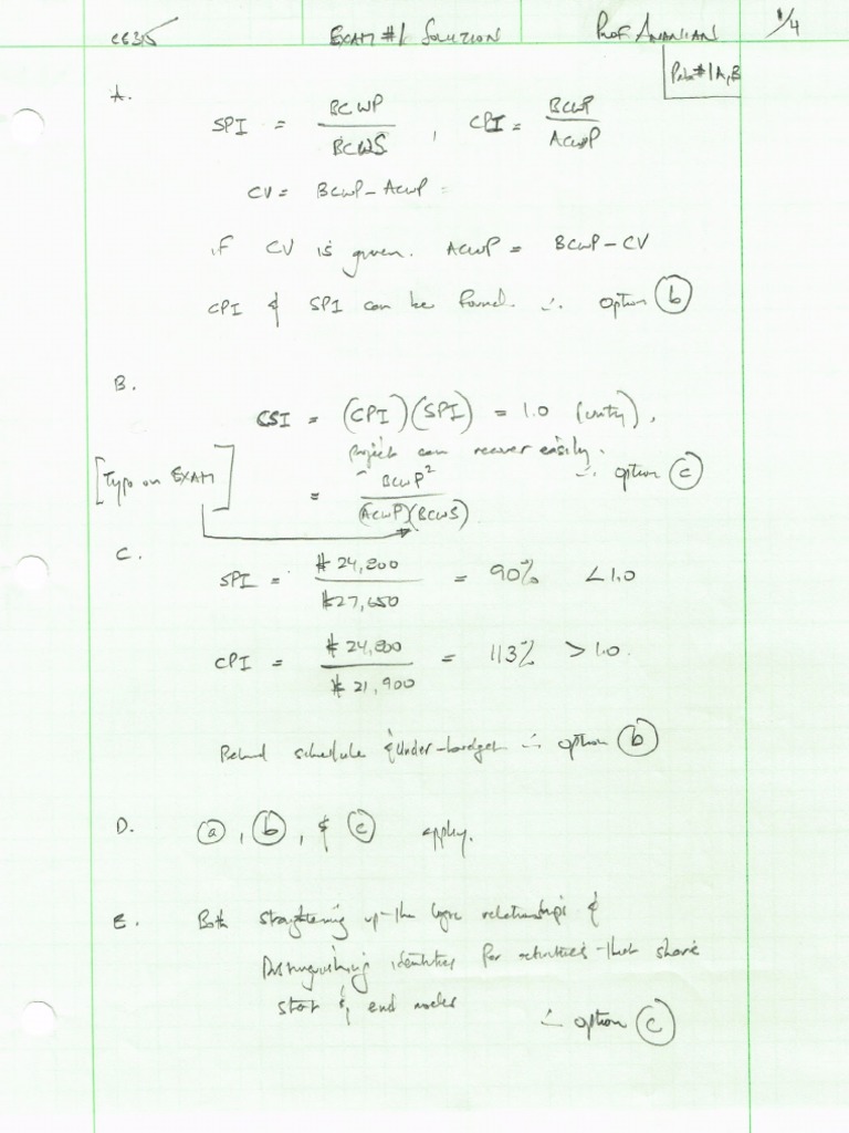 CE315 Midterm Exam 1 Solutions | PDF