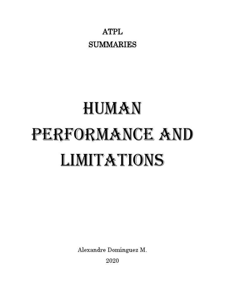 Human Performance and Limitations: Atpl Summaries | Download Free PDF ...