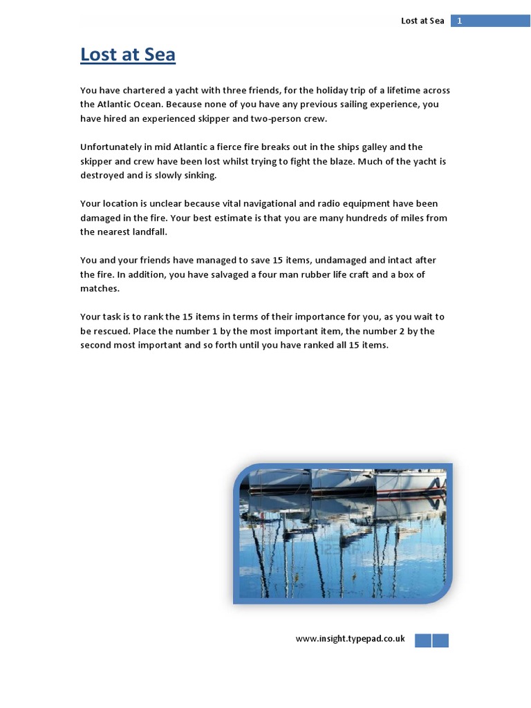 Lost at Sea Survival Ranking Exercise | PDF