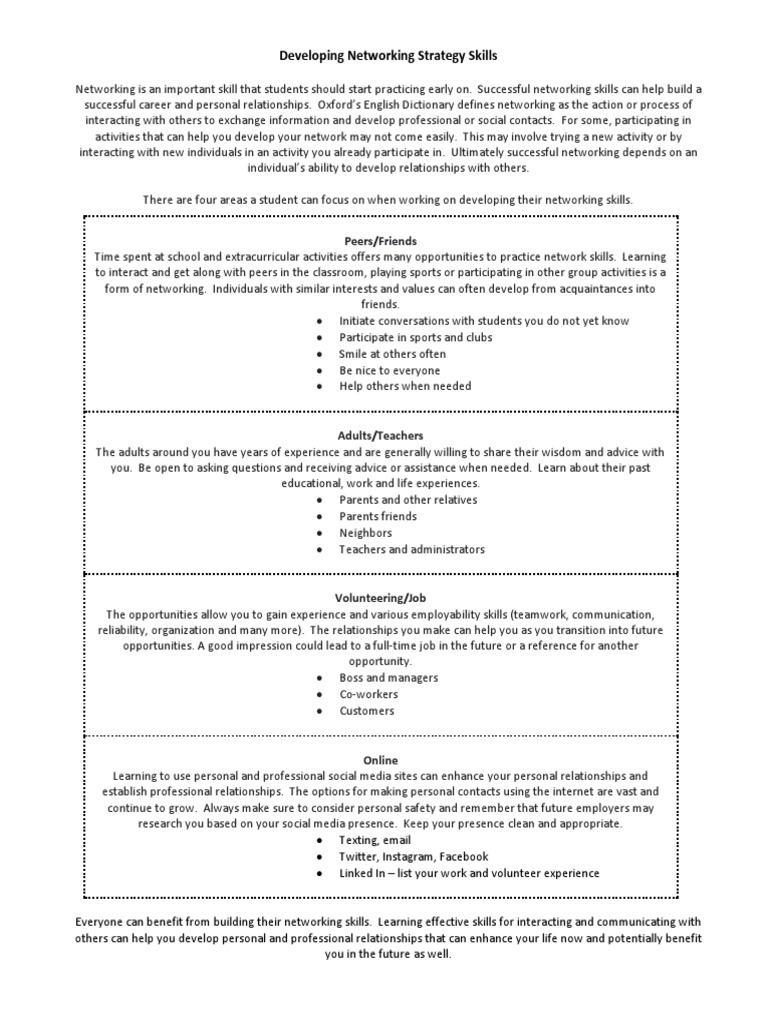 Strategies For High School Students To Develop Networking Skills-2 ...
