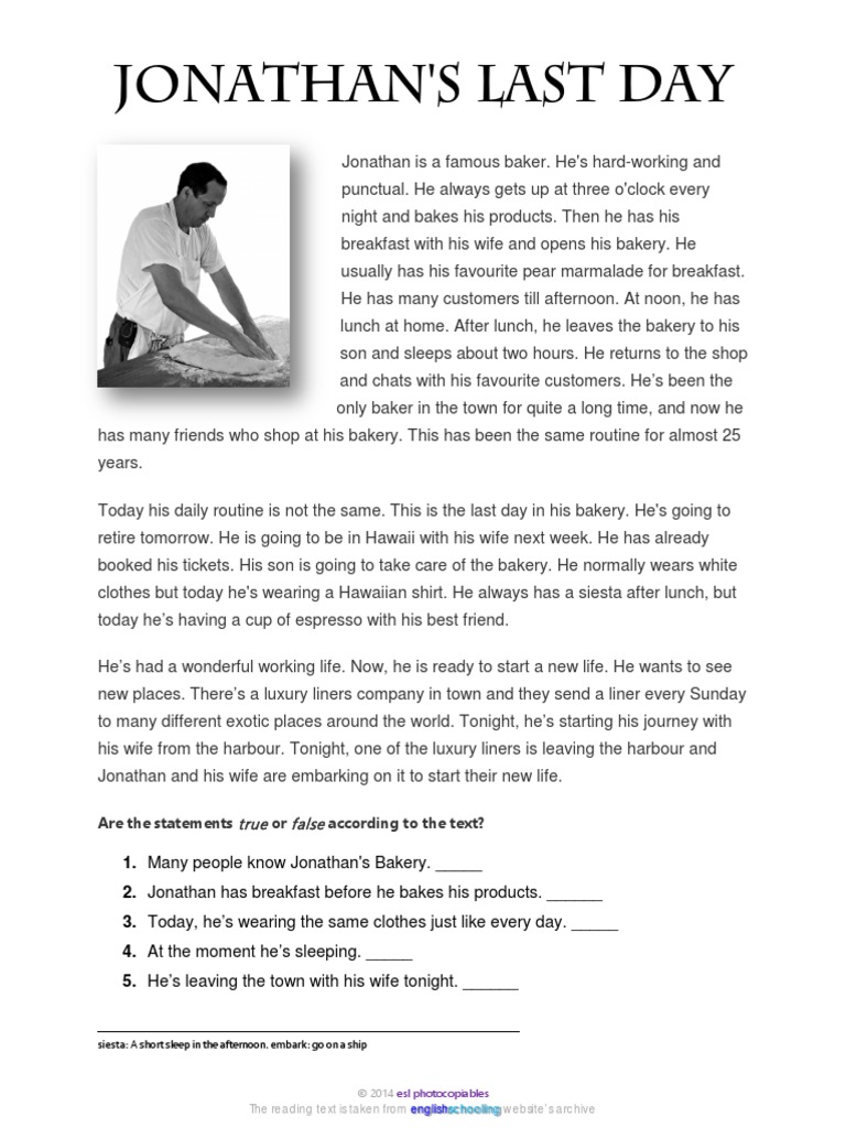 Esl - Reading - Present Simple-Present Continuous - Freebie | PDF ...