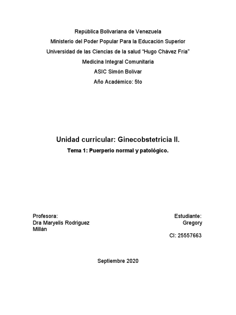 Gregory Millan Semana 2 - Ginecobstetricia II | PDF | Lactancia | Parto