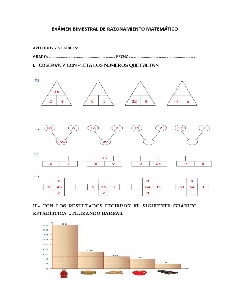 Iii Examen Bimestral de Razonamiento Matemático Tercer Grado | PDF