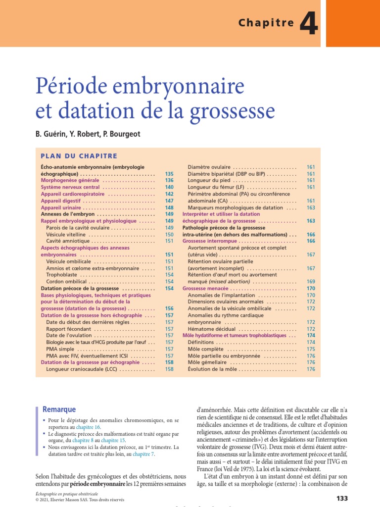 Période Embryonnaire Et Datation de La Grossesse: Chapitre | PDF ...