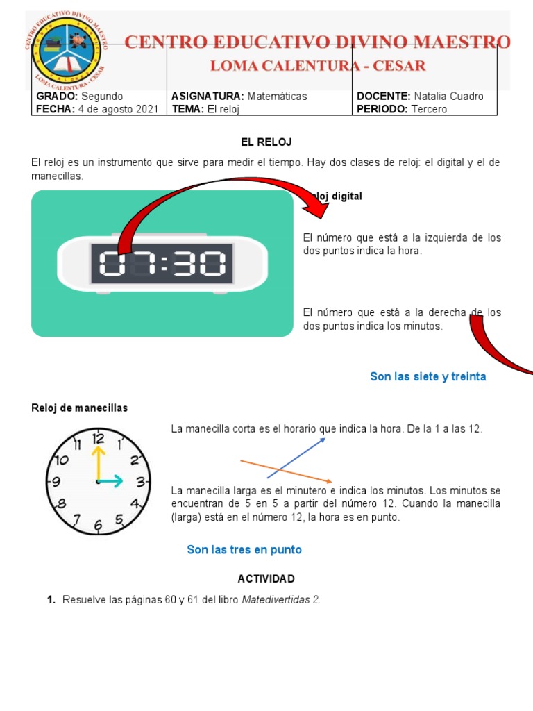 Aprendiendo sobre el reloj para niños | PDF | Métodos y materiales de ...