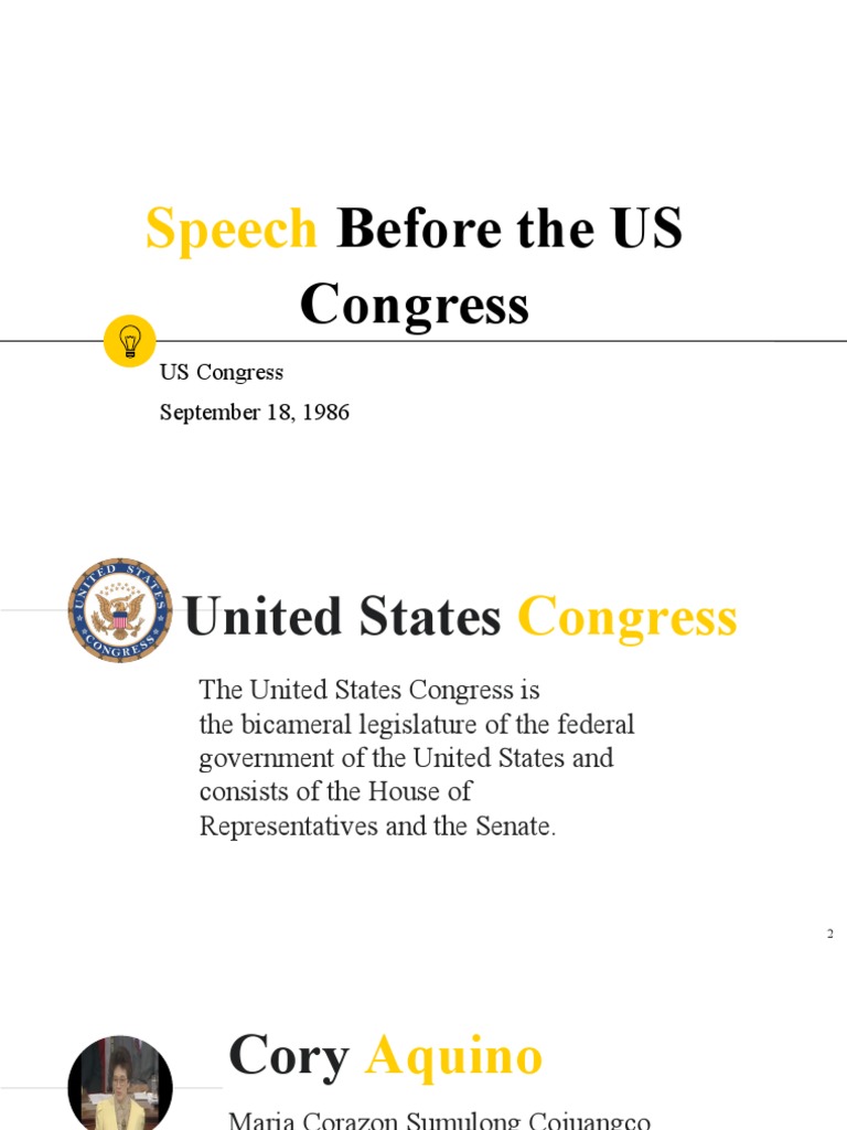 Cory Aquino's US Congress Address | PDF | Corazon Aquino | Philippines