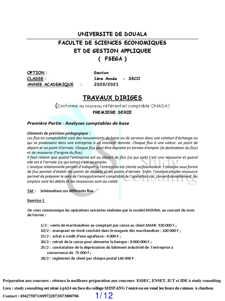 TD Compta Général Seco1 - 2020-2021 | PDF | Facture | Banques