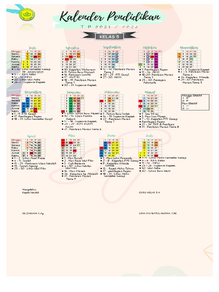 Kalender Akademik Kelas 5 2025-2026 | PDF
