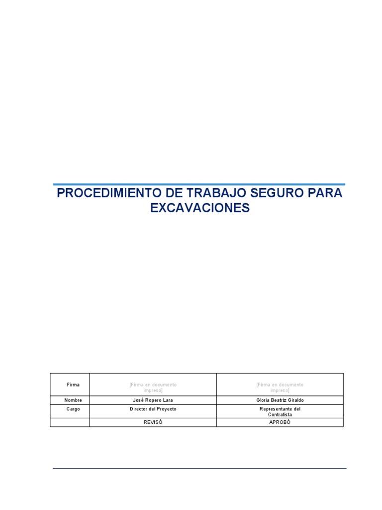 Procedimiento de Trabajo Excavaciones | PDF | Fundación profunda ...