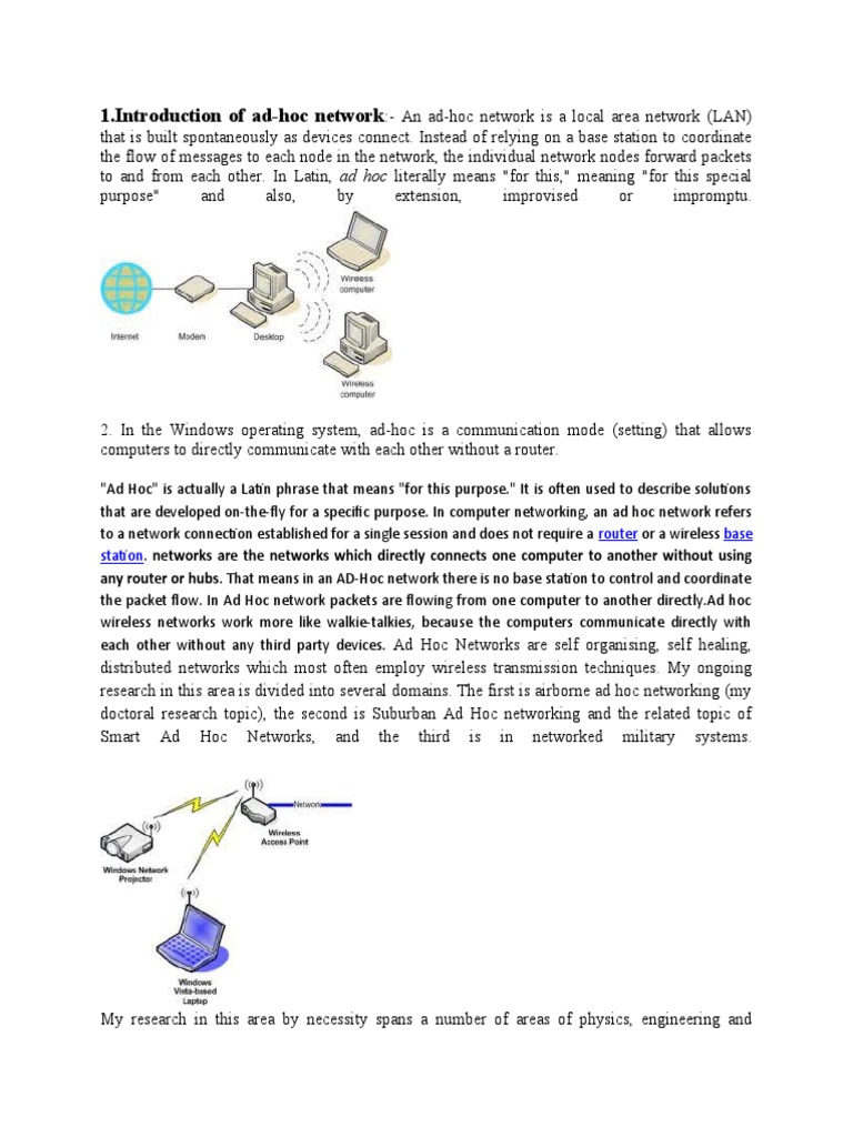 1.introduction of Ad-Hoc Network: Router Base Station | PDF | Wireless ...