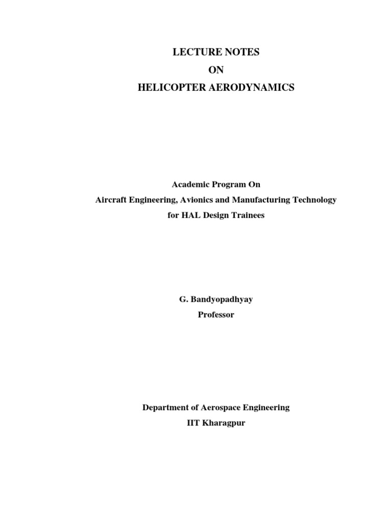 Helicopter Aerodynamics Lecture Notes | PDF | Helicopter Rotor | Helicopter