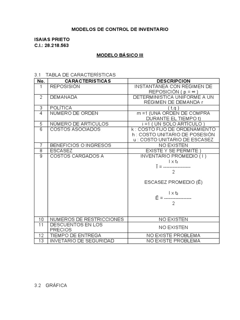 Trabajo Modelo de Control de Inventario III | PDF | Inventario | Matemáticas Aplicadas