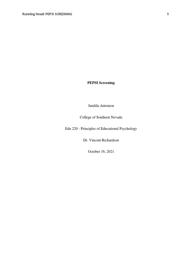 Pepsi Screening | PDF | Gifted Education | Cognition