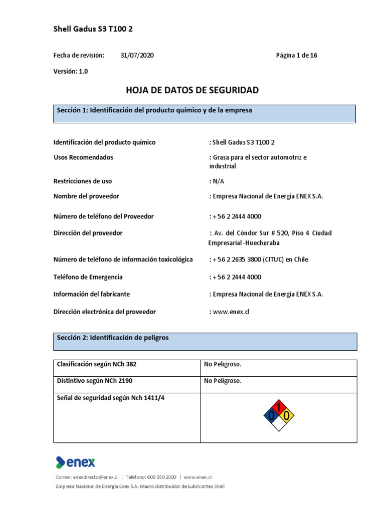 Gadus S3 T100 2 | PDF | Agua | Residuos
