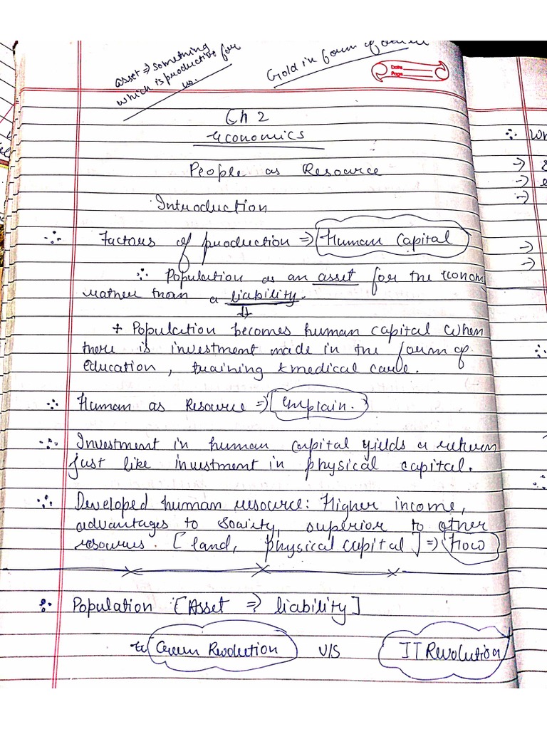 People As Resource Class 9 Handwritten Notes | PDF