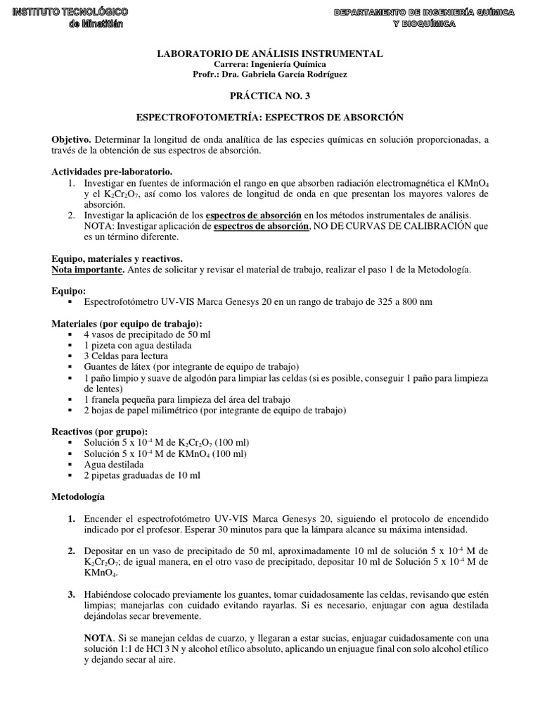 Práctica No. 3 Aiiq Ene-Jun 2020 | PDF | Espectrofotometria ...