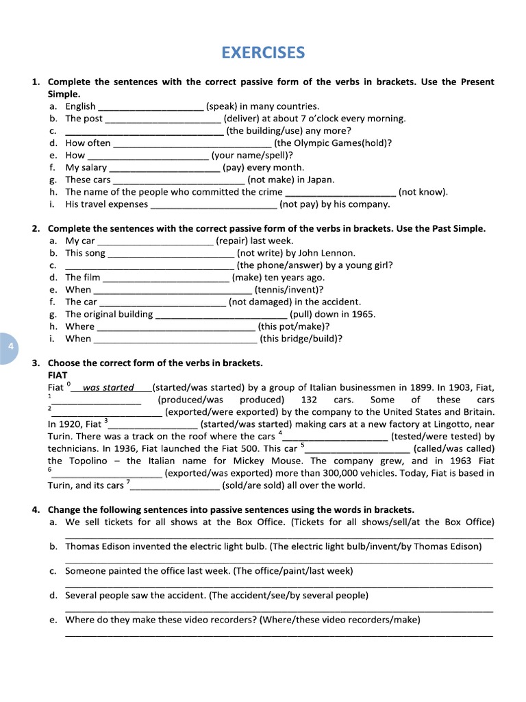 Passive Voice Exercises | PDF