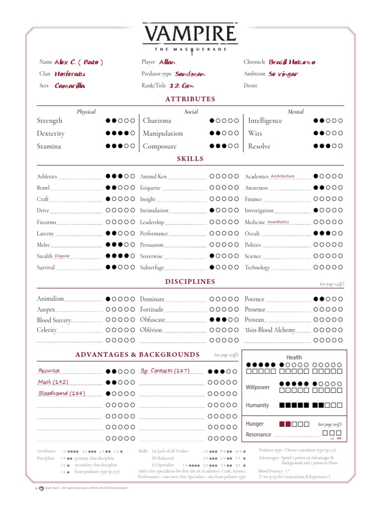 Attributes: Strength Charisma Intelligence Dexterity Manipulation Wits ...