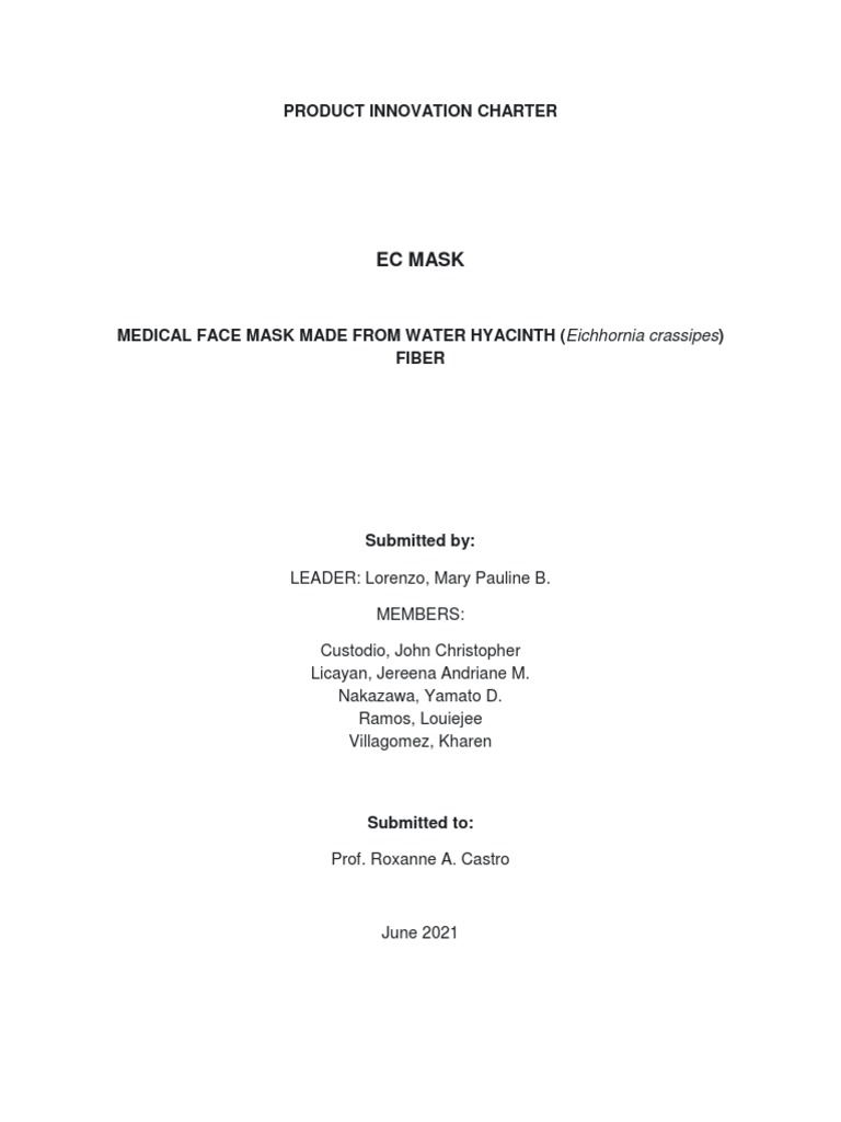 Ec Mask: Product Innovation Charter | PDF | Yarn | Materials