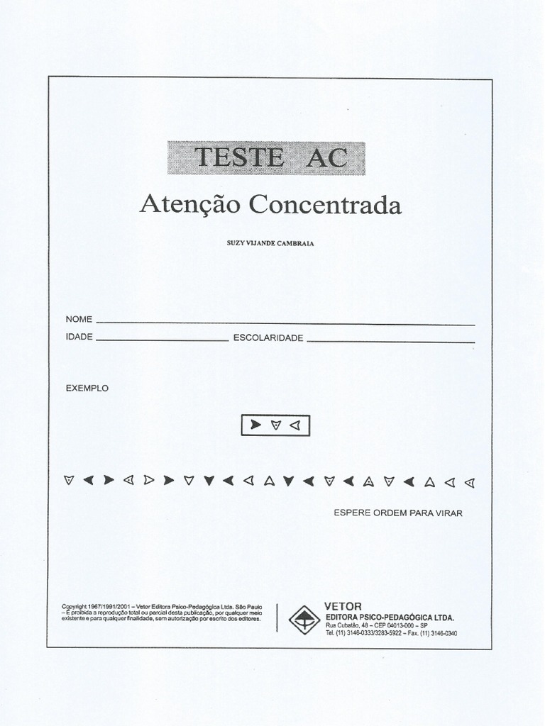 Teste de Atenção Concentrada | PDF Teste de Atenção Concentrada | PDF