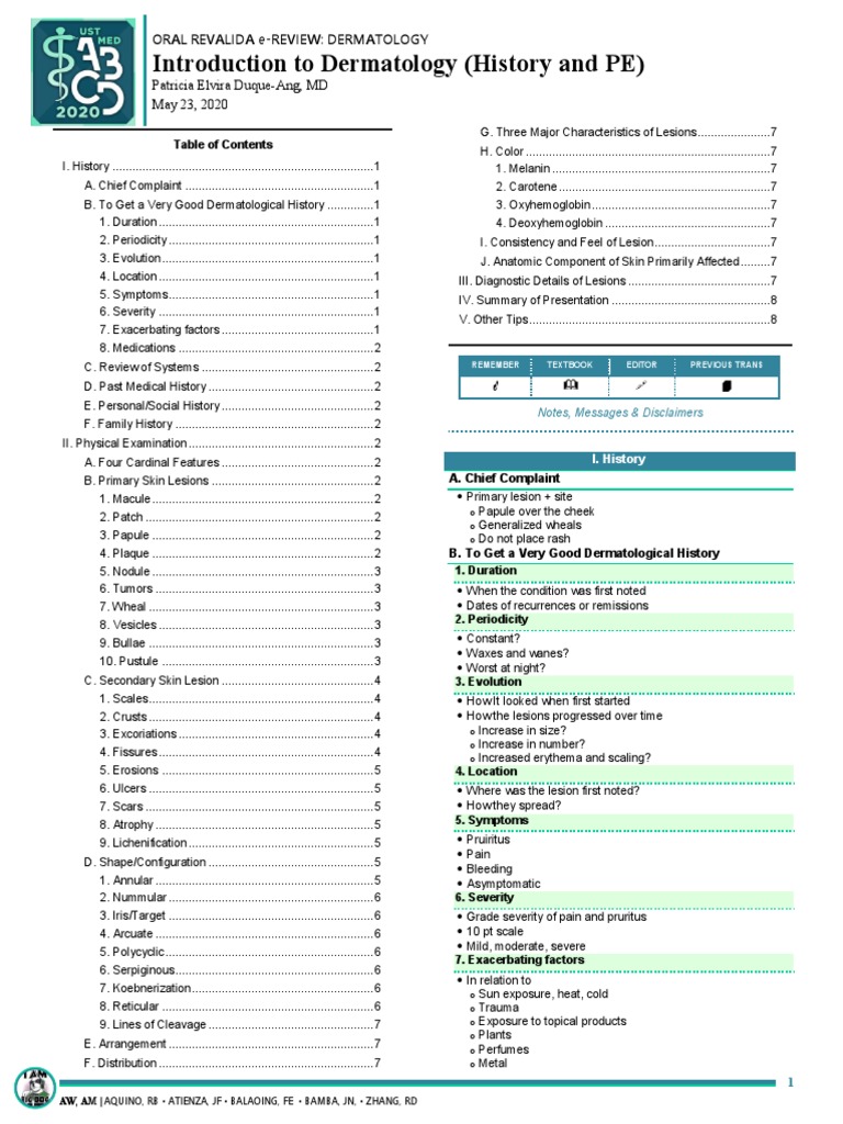 (DERMA) 01 Introduction To Dermatology (History and PE) | PDF | Skin ...