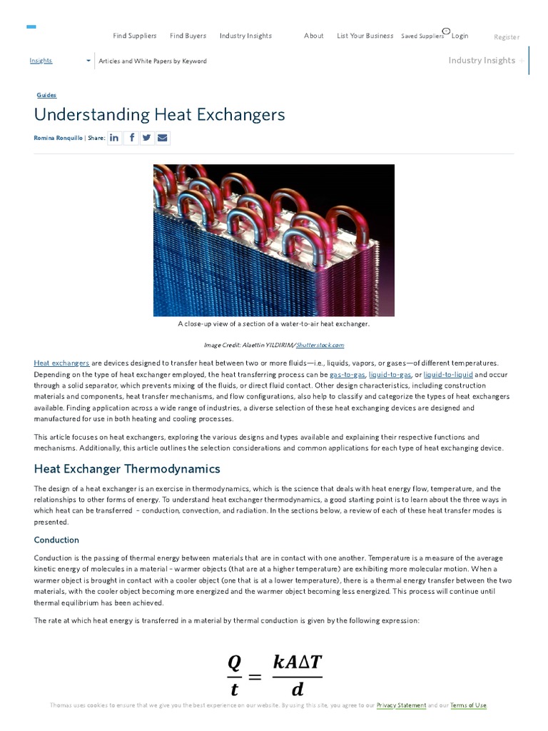Understanding Heat Exchangers - Types, Designs, Applications and Selection Guide | PDF | Heat ...