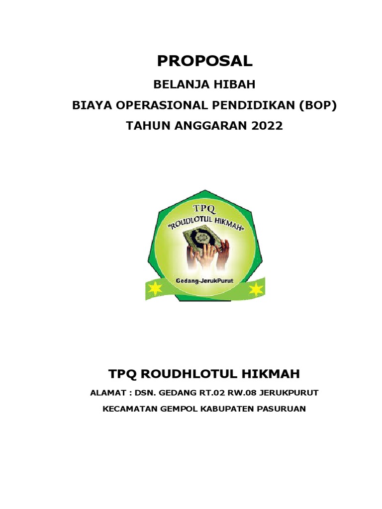 Proposal Bop Insentif Roudhlotul Hikmah | PDF