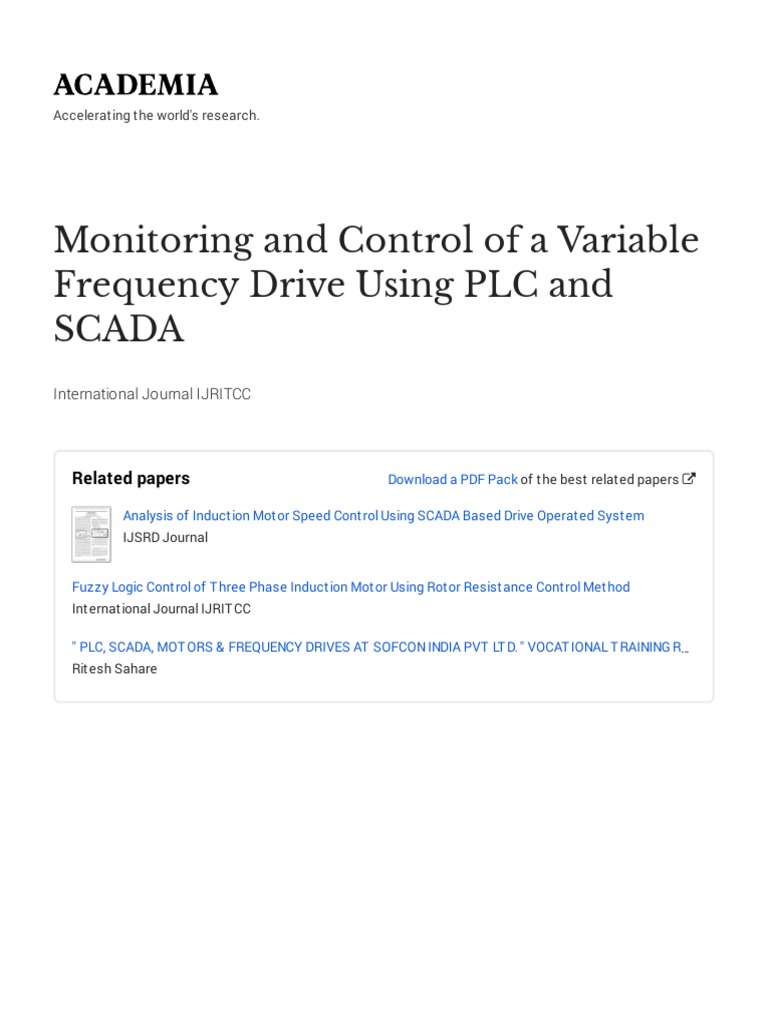 Monitoring And Control Of A Variable Frequency Drive Using Plc And Scada Pdf Programmable 6587