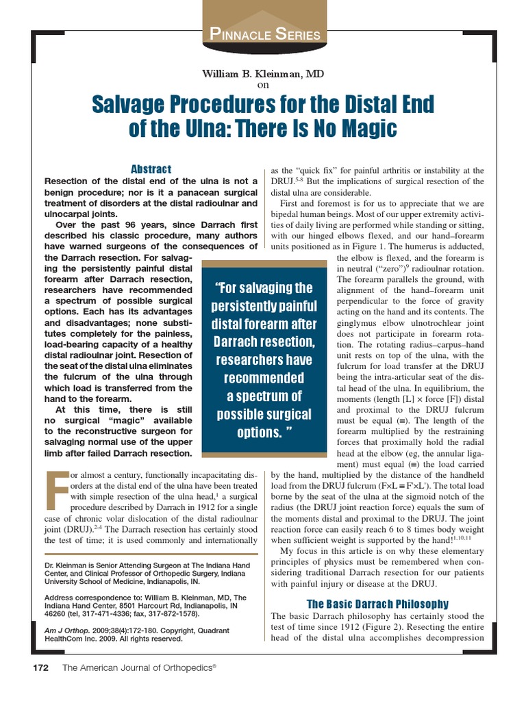 Salvage Procedures For The Distal End of The Ulna: There Is No Magic ...