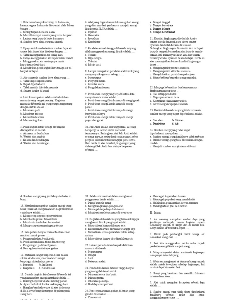 Soal Tema 9 Kelas 4 | PDF