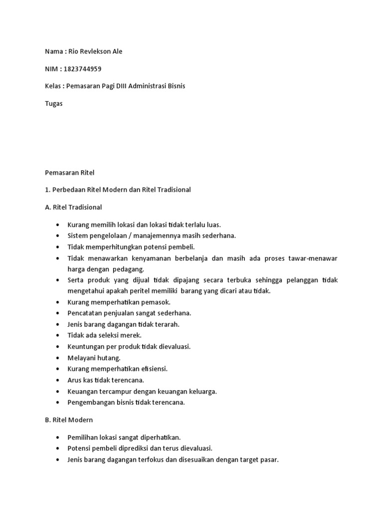 Tugas Pemasaran Ritel | PDF