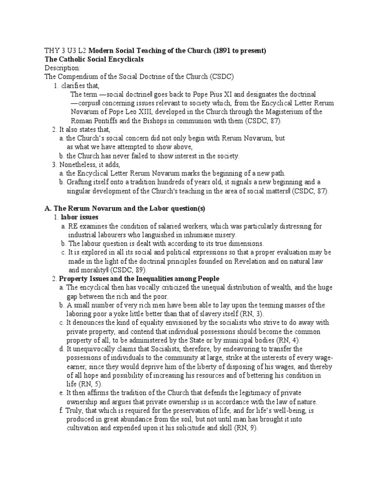 Thy 3 U3 l2 and l3 Modern Social Teachings of Church and Principles | PDF | Catholic Social ...