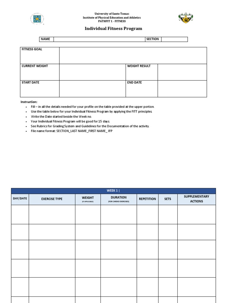 Individual Fitness Program Template | PDF