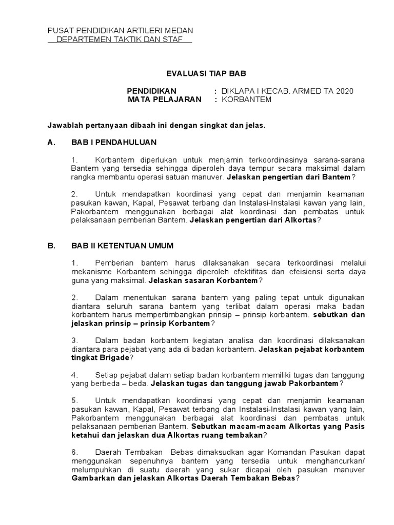 Evaluasi Tiap Bab | PDF
